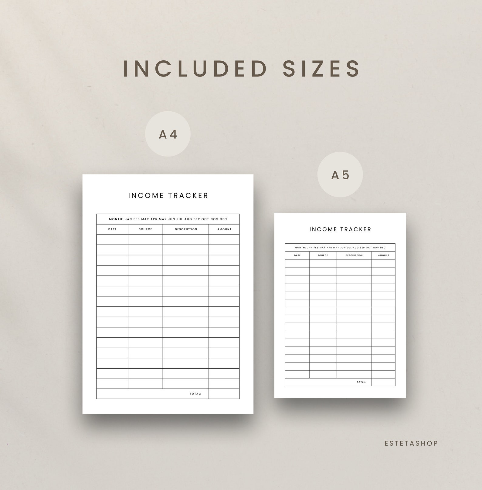 Income Tracker Printable Finance Tracker Income Overview Money ...