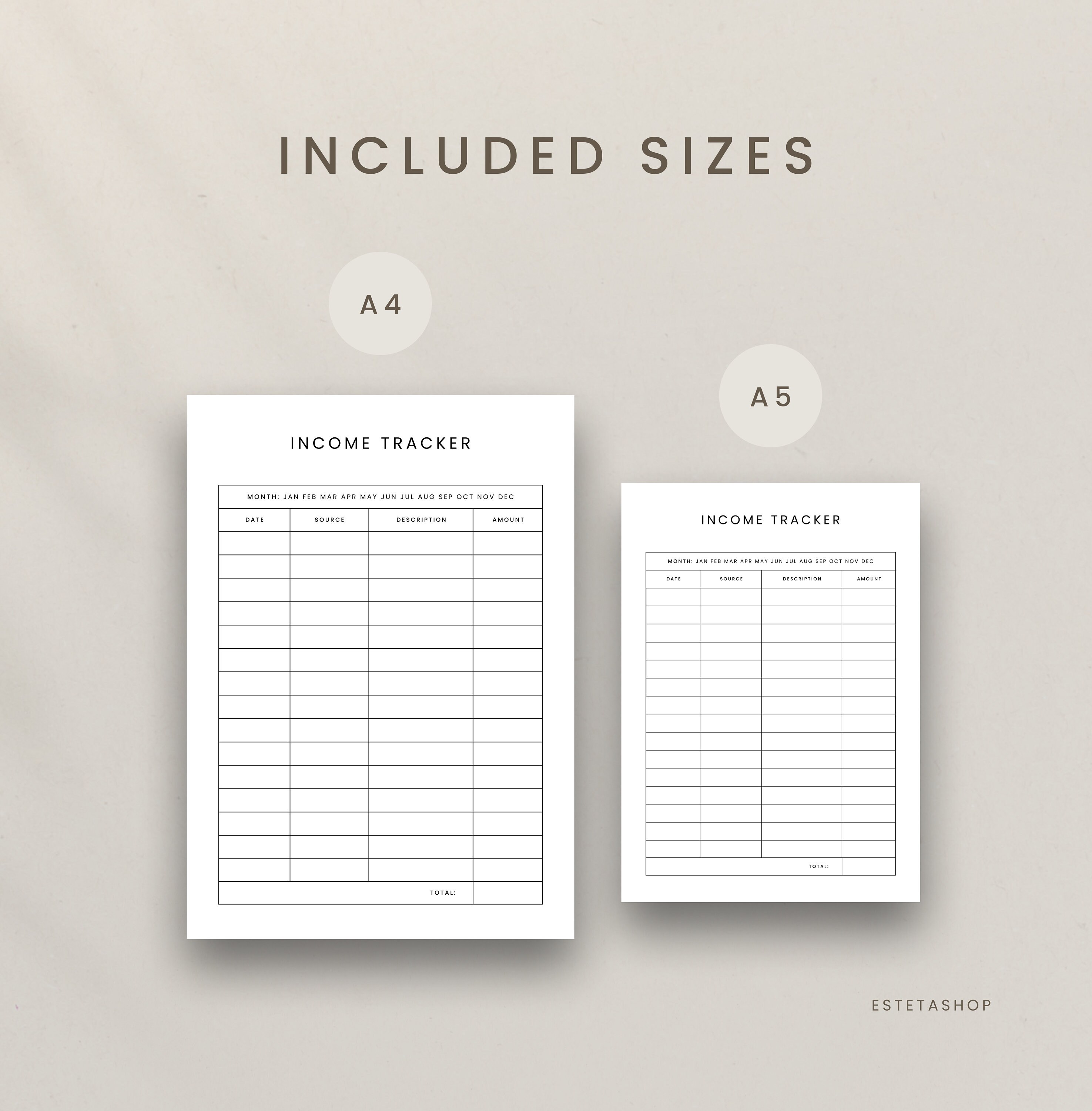 Income Tracker Printable Finance Tracker Income Overview Money ...