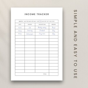 Income Tracker Printable | Finance Tracker | Income Overview | Money ...