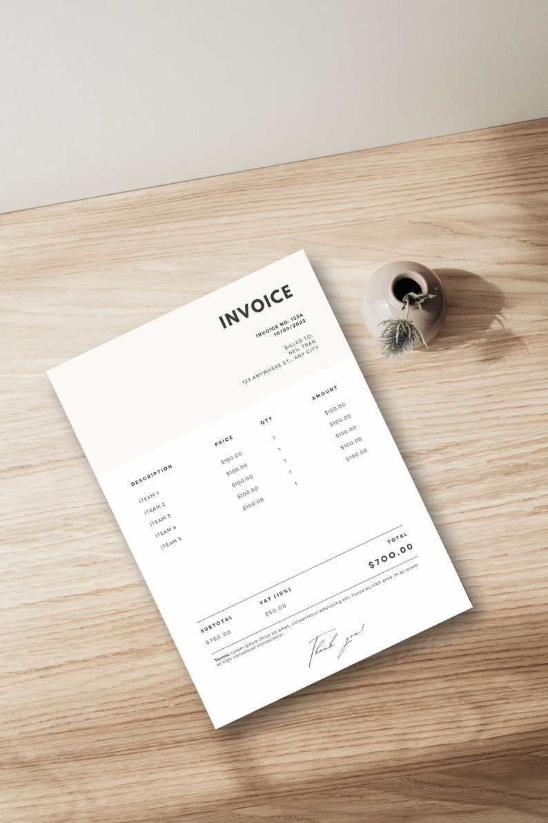 Editable Invoice Template | Business Invoice | Customizable Order Form ...