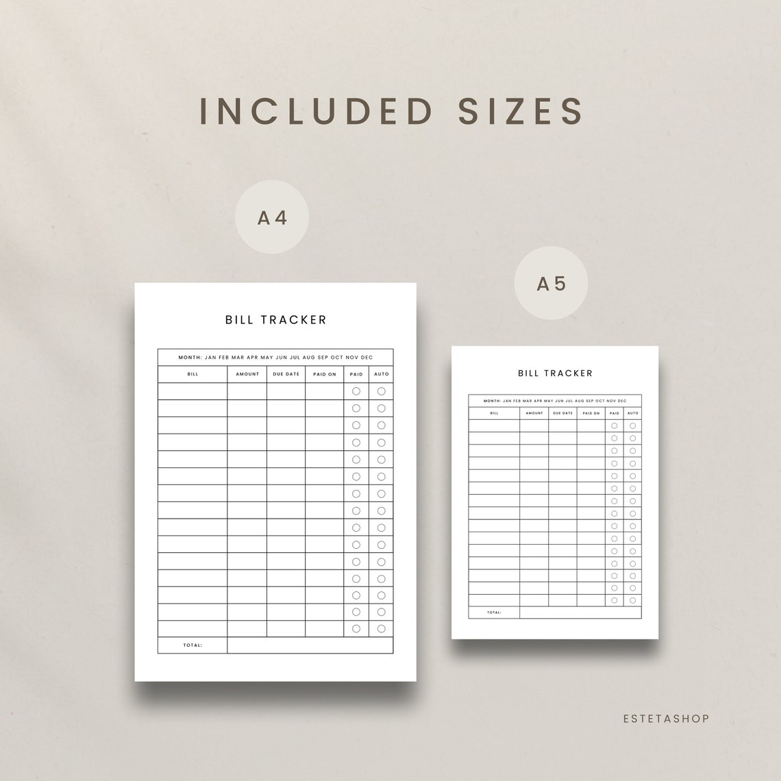 Monthly Bill Tracker Printable | Bill Payment Tracker | Digital Bill ...