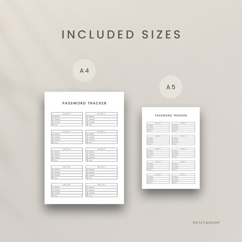 Password Tracker Printable | Password Log | Password Keeper | Digital ...