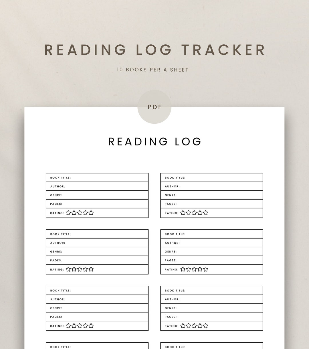 Printable Reading Log Tracker Printable Book Tracker Journal Reading ...
