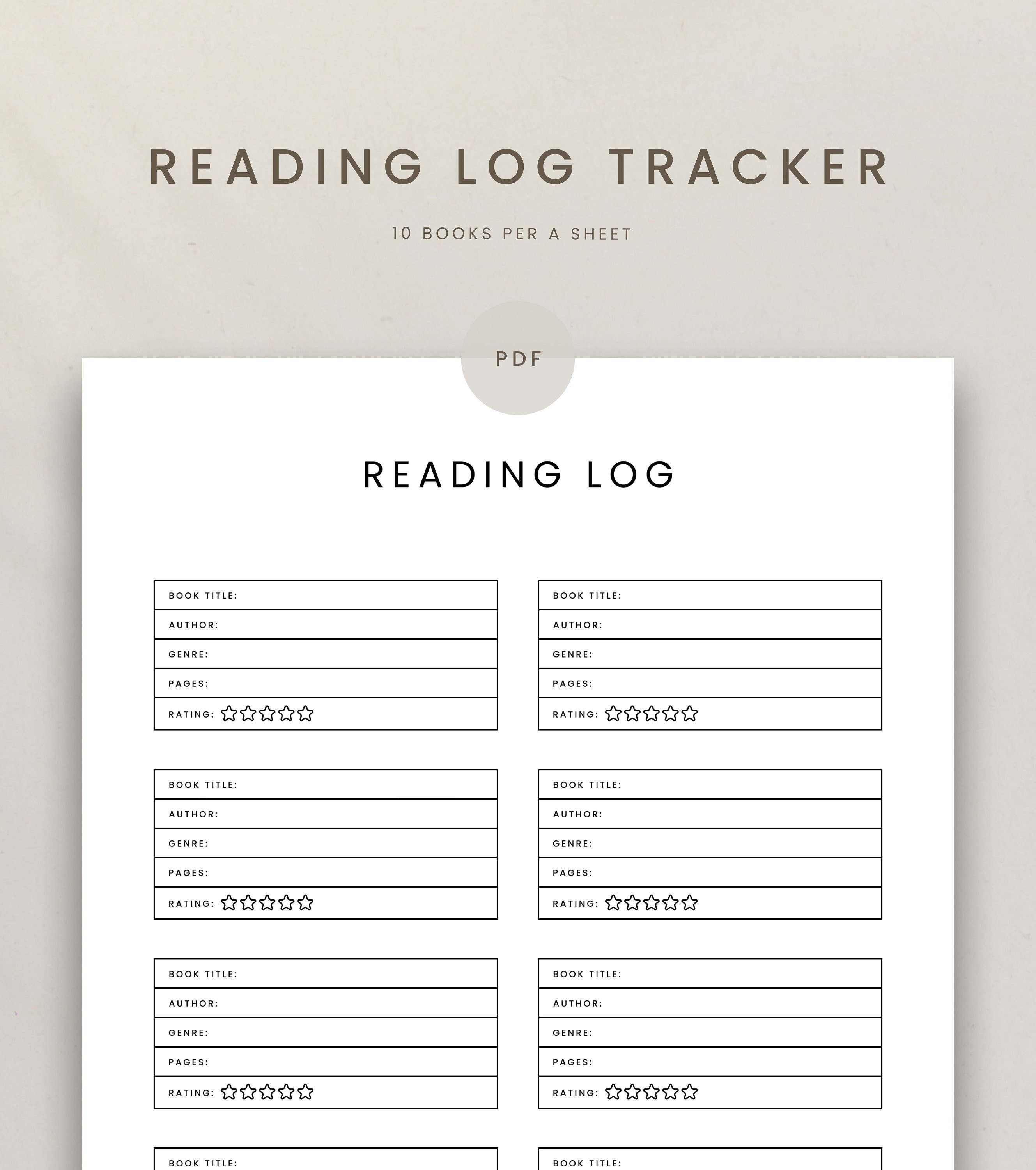 Printable Reading Log Tracker Printable Book Tracker Journal Reading ...