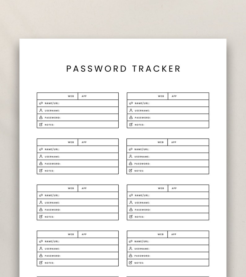Password Tracker Printable | Password Log | Password Keeper | Digital ...