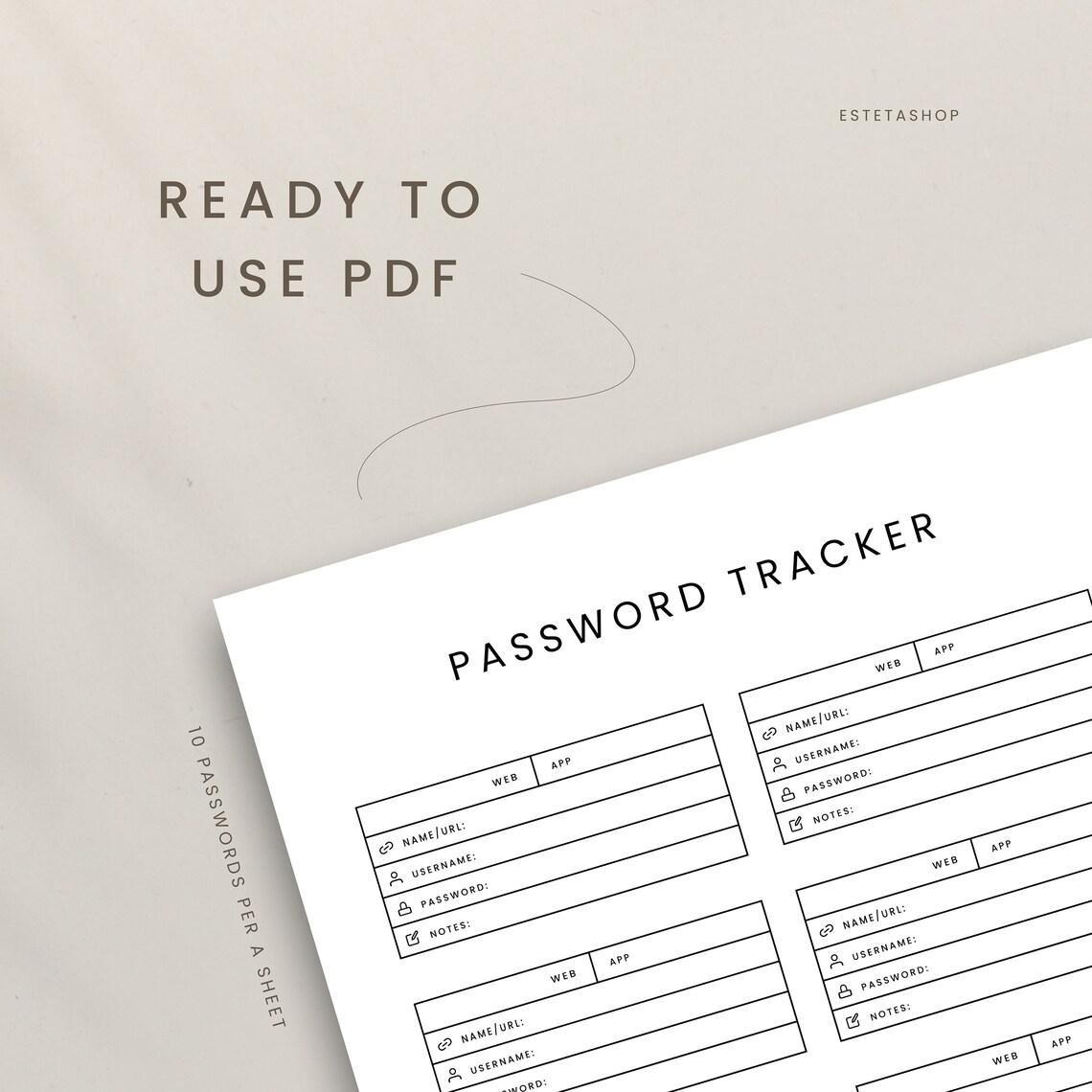 Password Tracker Printable | Password Log | Password Keeper | Digital ...