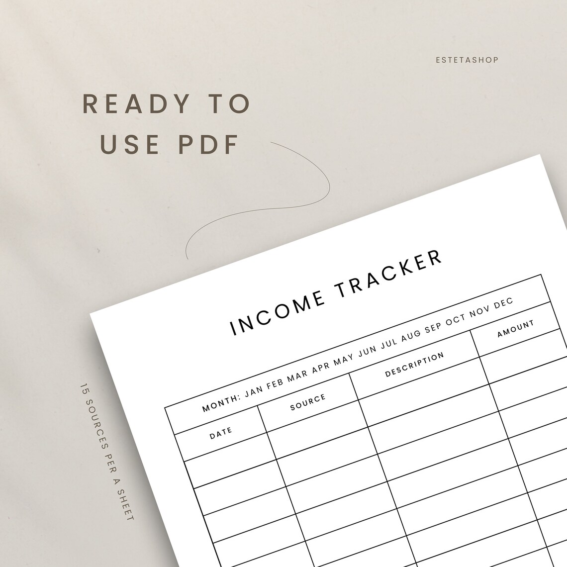 Income Tracker Printable Finance Tracker Income Overview Money ...