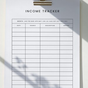 Income Tracker Printable | Finance Tracker | Income Overview | Money ...