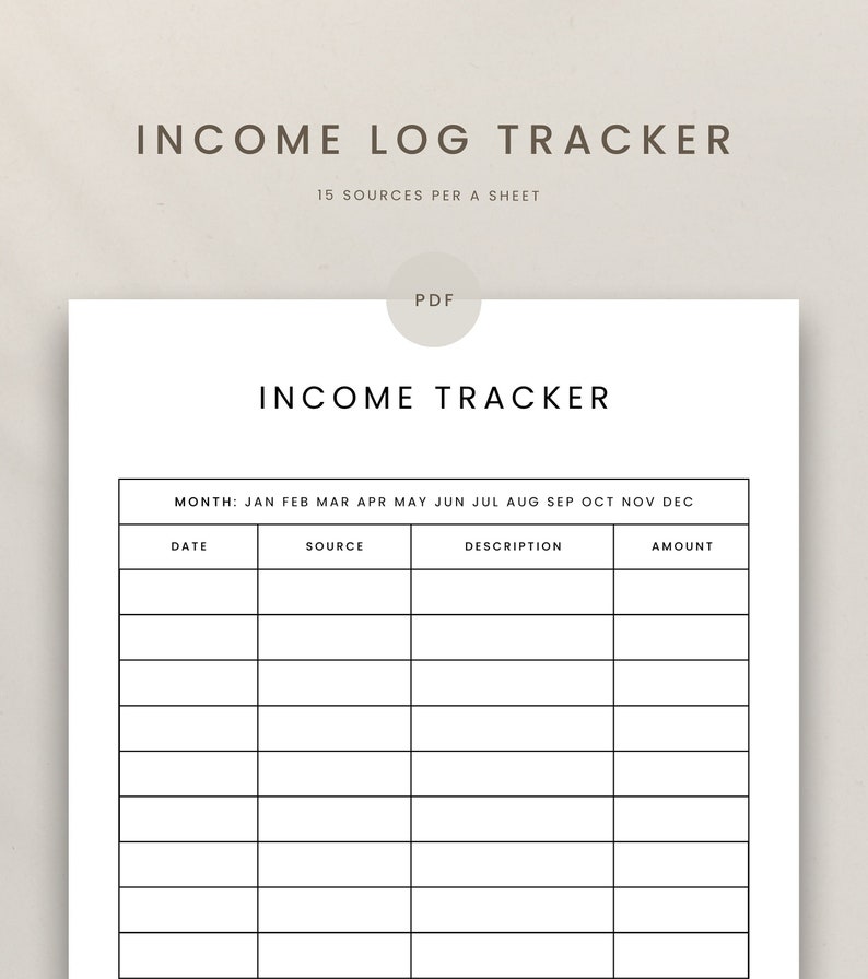 Income Tracker Printable | Finance Tracker | Income Overview | Money ...