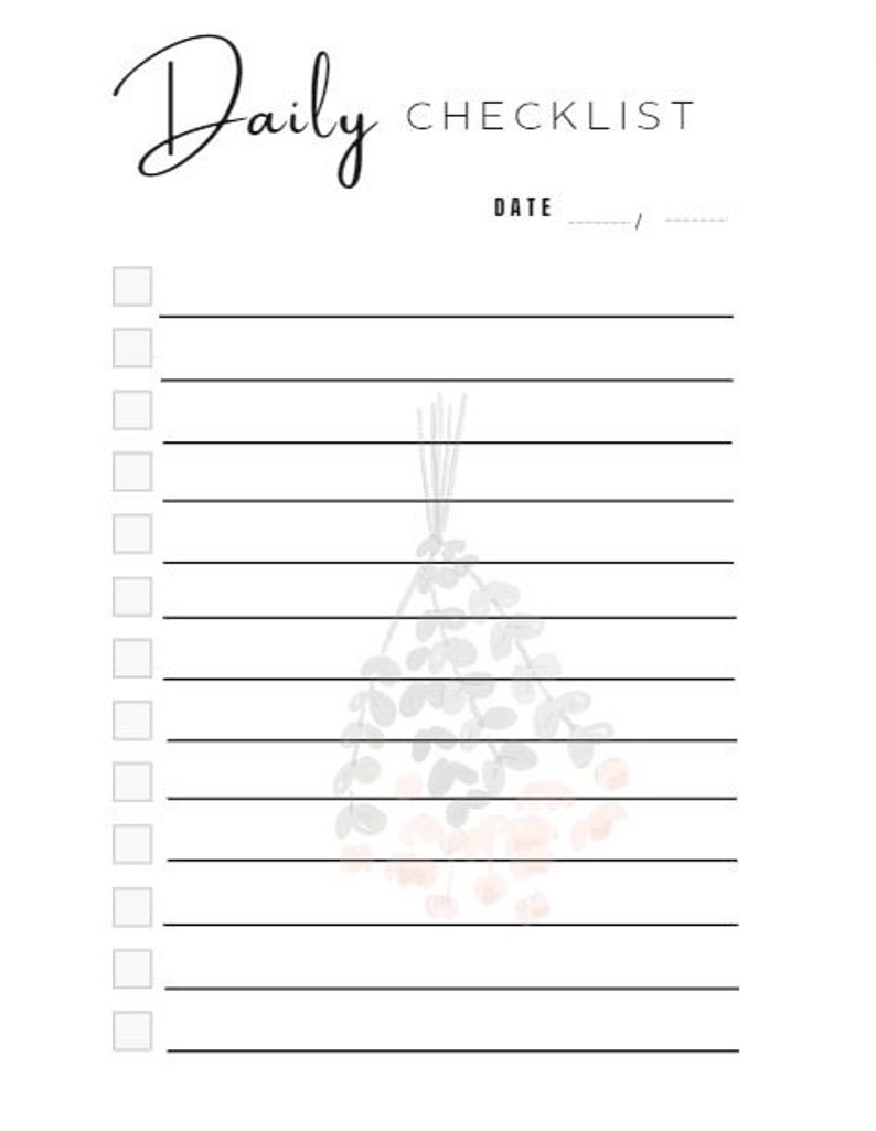 Boho Simple Daily Checklist - Etsy