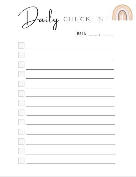 Boho Simple Daily Checklist - Etsy