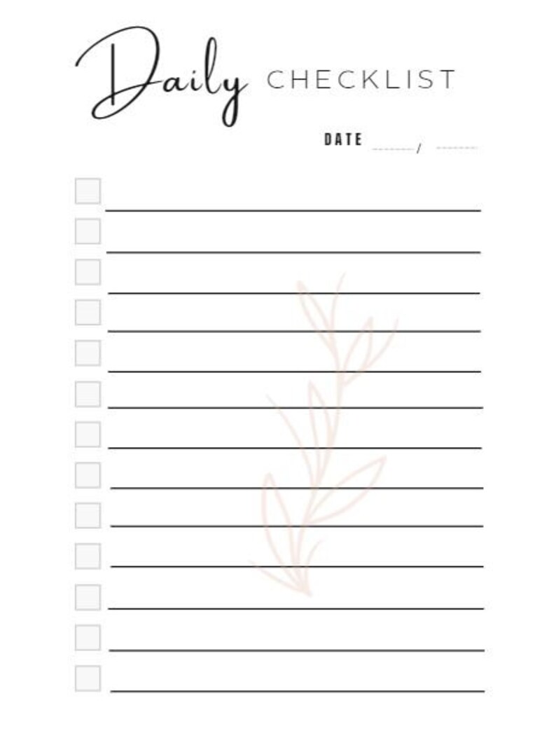 Boho Simple Daily Checklist - Etsy