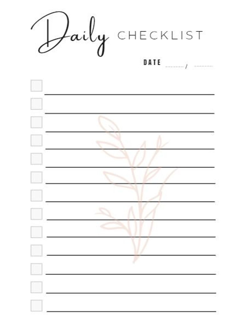 Boho Simple Daily Checklist - Etsy