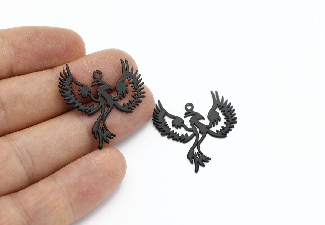 Black Plated Phoenix Charms, Eagle Pendant, Bird Earrings, Phoenix ...