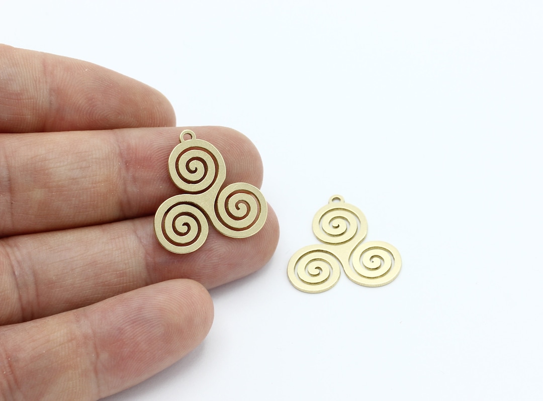 Raw Brass Triskele Charms, Triskele Pendant, Triple Spiral Pendant ...