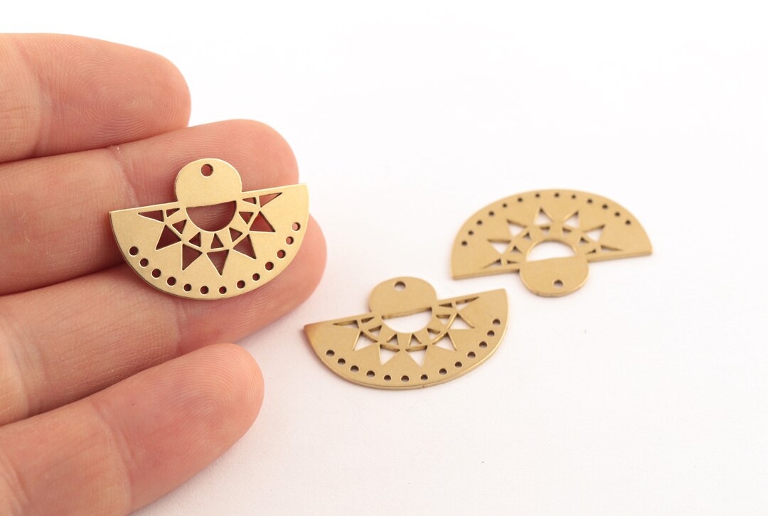 4pcs Raw Brass Laser Cut D Shaped Connector, Semi Circle Earring, D ...