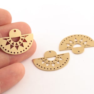 4pcs Raw Brass Laser Cut D Shaped Connector, Semi Circle Earring, D ...