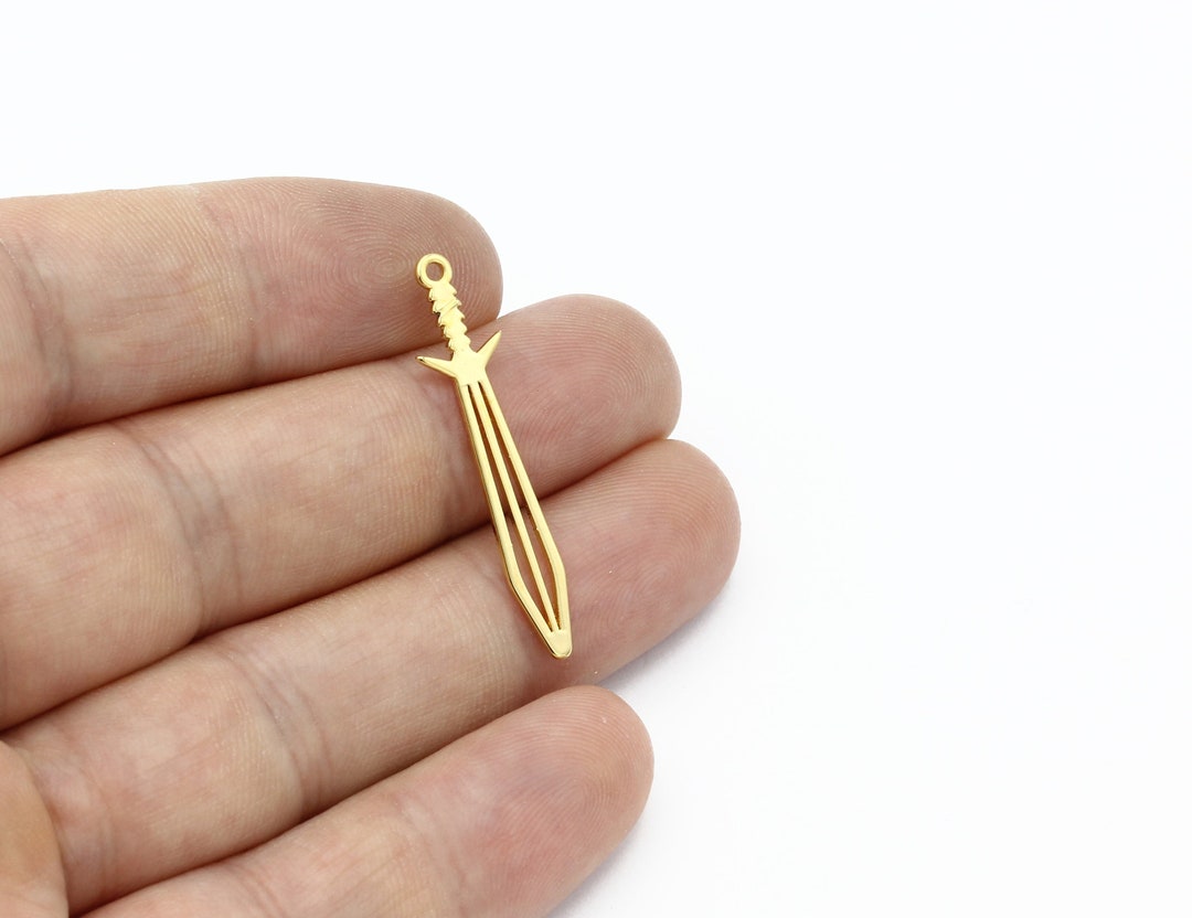 24k Gold Plated Sword Earrings, Brass Sword Pendant, Sword Charms ...