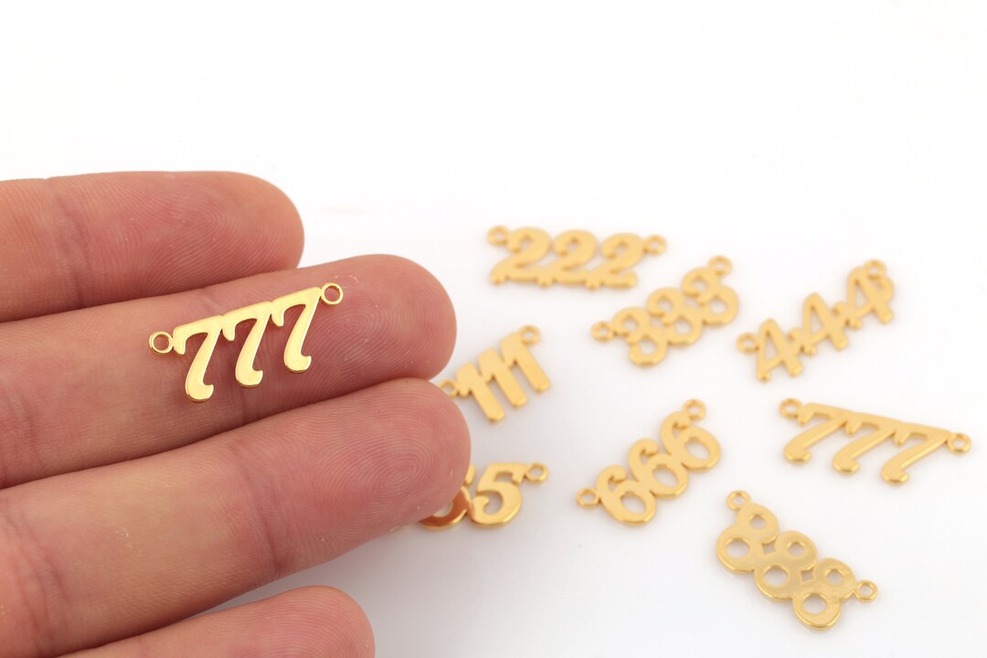 24k Gold Plated Angel Number Charm, Angel Number Necklace, Lucky Number ...