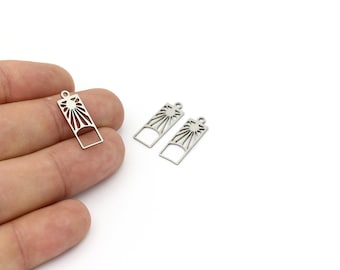 2 Pcs Raw Brass Laser Cut Mountain Charms, Mountain Hill Earrings ...