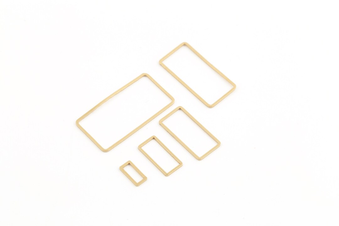 Raw Brass Rectangle Connector, Rectangle Ring Charms, Blank Rectangle ...
