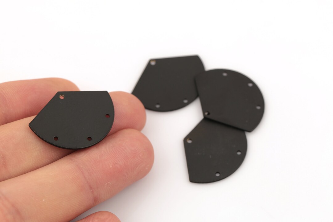 Black Plated Half Round Connector Charms, Four Holes Half Moon Pendant ...
