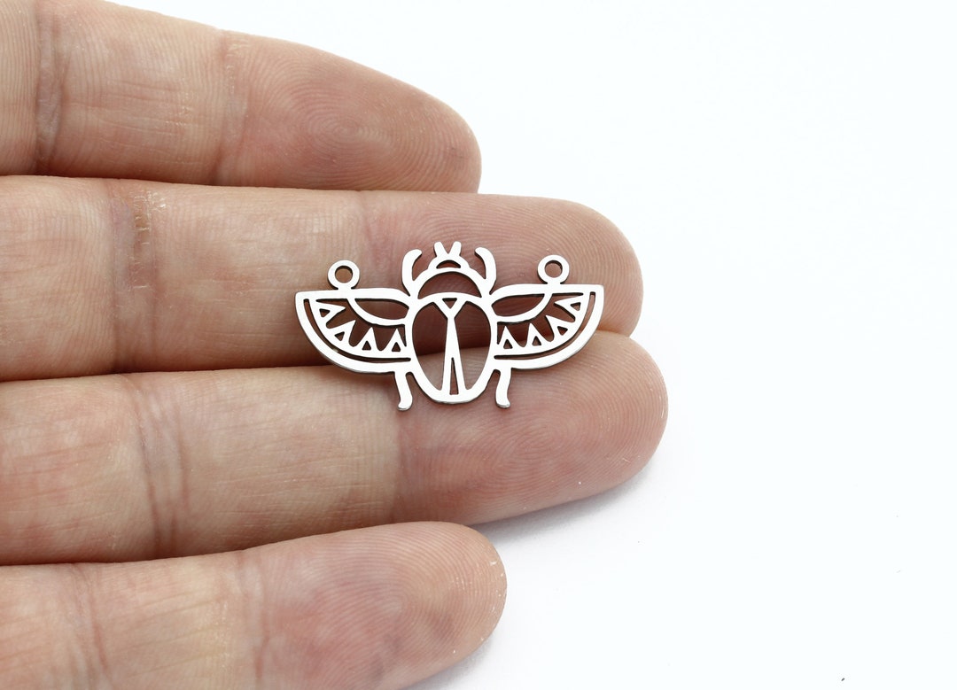 Stainless Steel Scarab Charm, Bettle Pendant, Scarab Earring Connector ...
