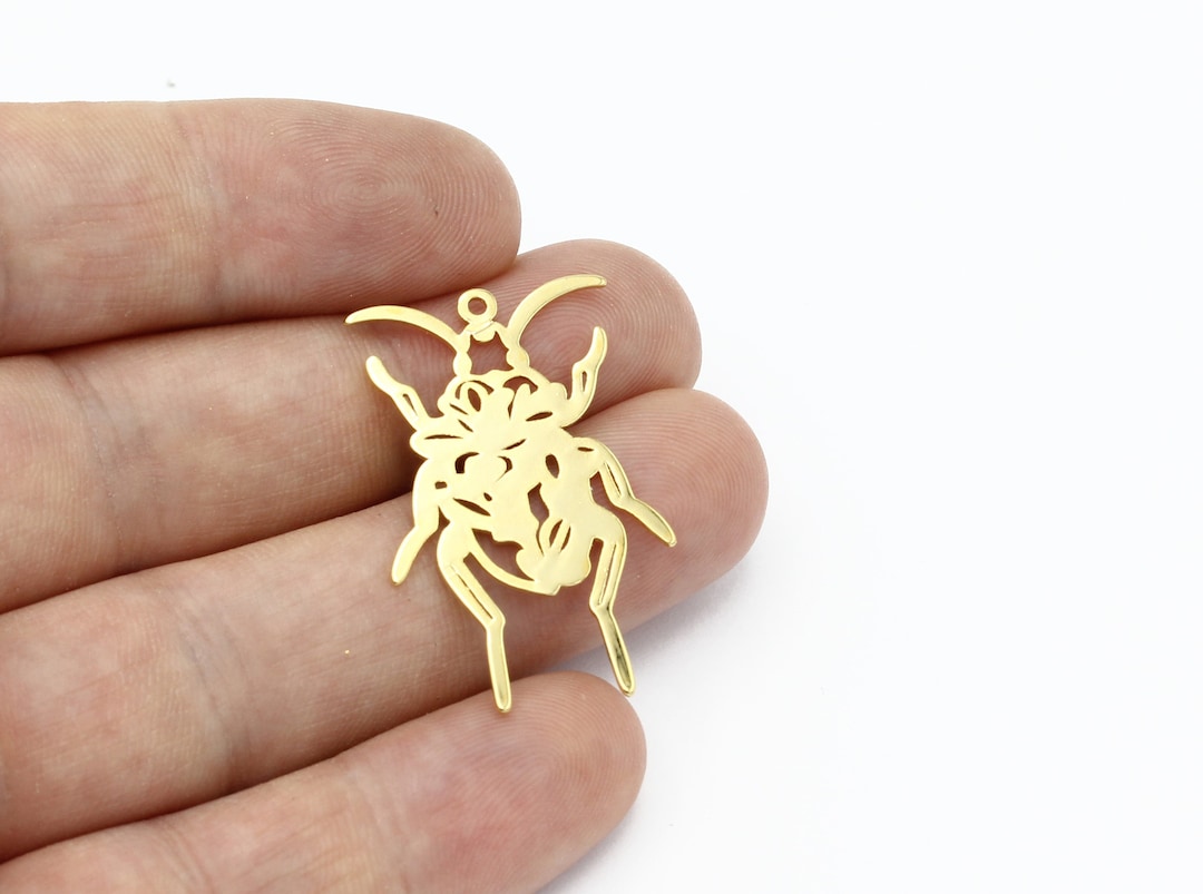 24k Gold Plated İnsect Charms, Cockroach Pendant, Spooky Charms, Animal ...