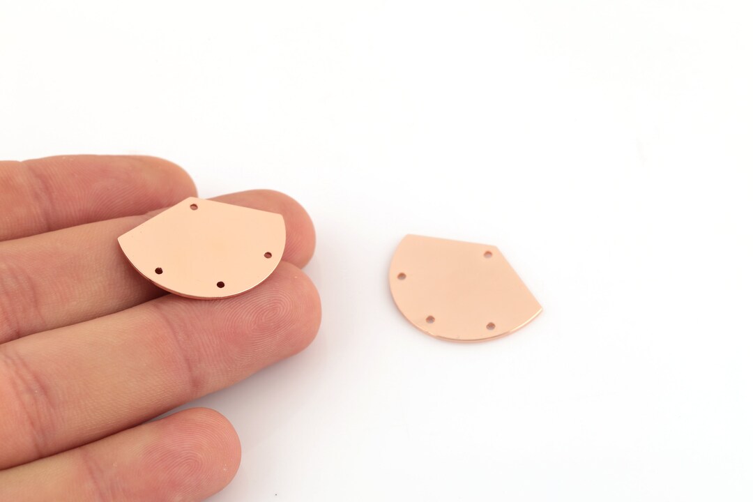 Rose Gold Plated Half Round Connector Charms, Four Holes Half Moon ...