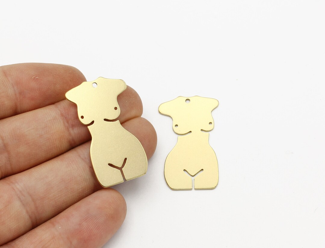 2 Pcs Raw Brass Female Body Pendant, Female Figure Charms, Woman Body ...
