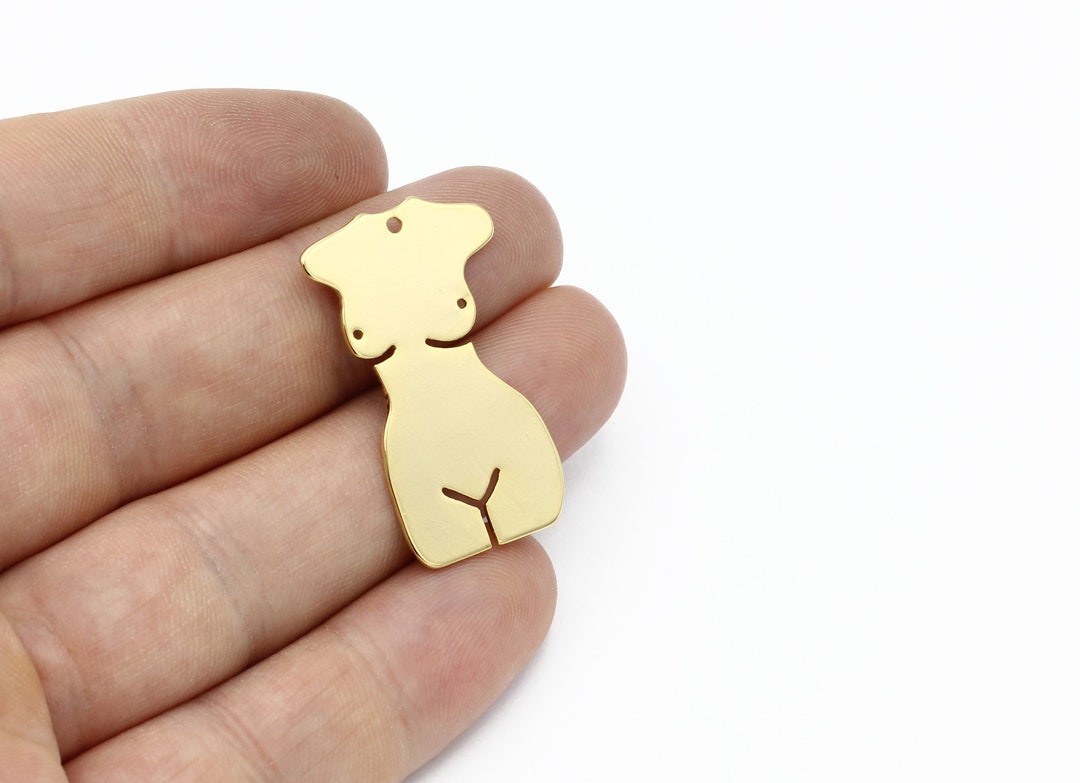 24k Gold Plated Female Body Pendant, Female Figure Charms, Woman Body ...