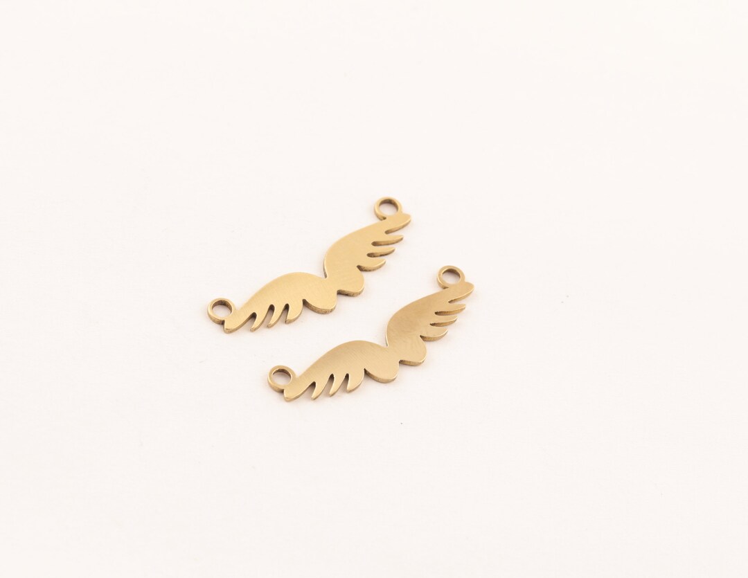 6pcs Raw Brass Angel Wing Connectors, Laser Cut Angel Wing Pendant ...