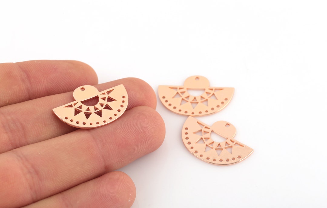 Rose Gold Plated Laser Cut D Shaped Connector, Semi Circle Earring, D ...
