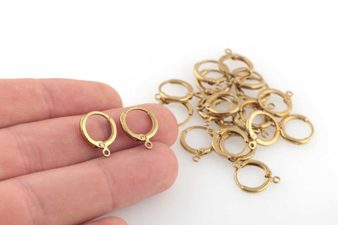 Brass Leverback Round Earring Clasp, Raw Brass Plain Leverback, Plain ...