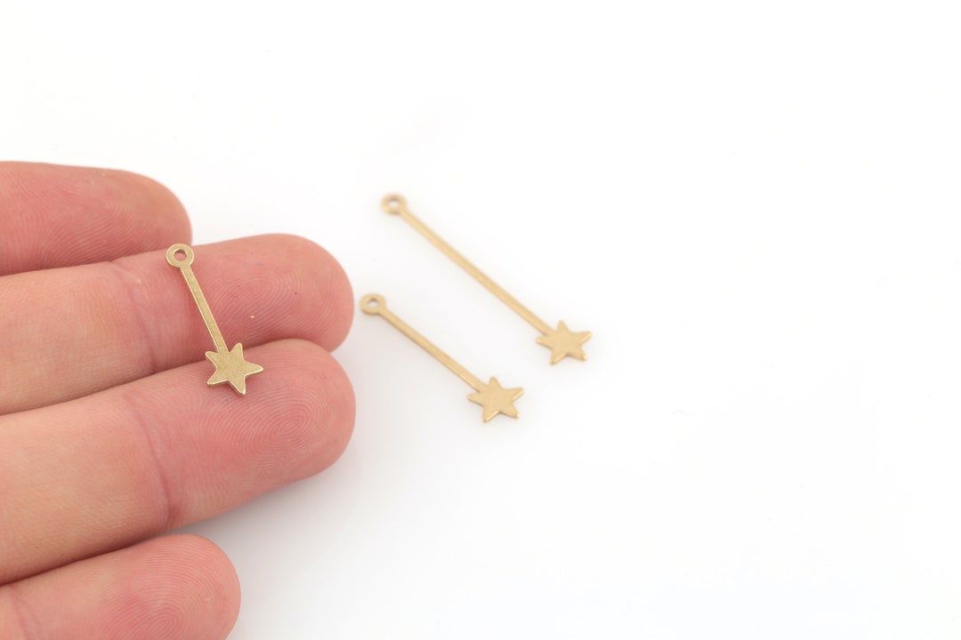 Raw Brass Star Stick Charm, Star Stick Earring, Celestial Stick Pendant ...