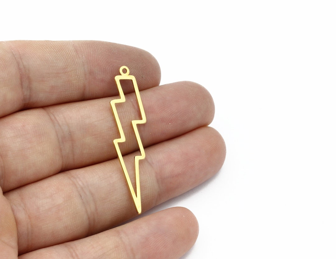 2 Pcs 24k Gold Plated Lightning Pendant, Big Lightning Charms ...