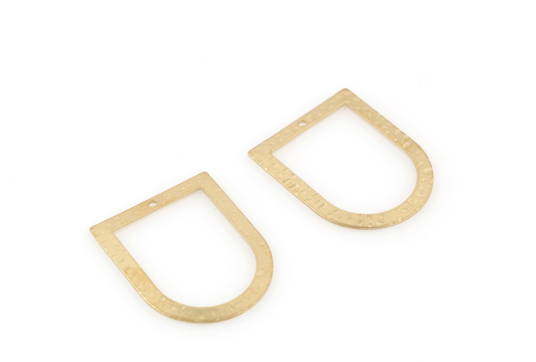 6 Pcs Raw Brass Arch D Shape Charm, Hammered D Shape Connector, Brass ...