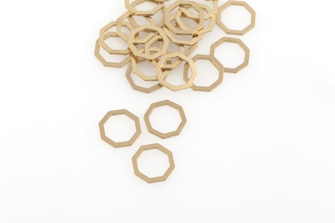 12mm Hexagon Connector, Hexagon Ring, Raw Brass Honeycomb Findings ...