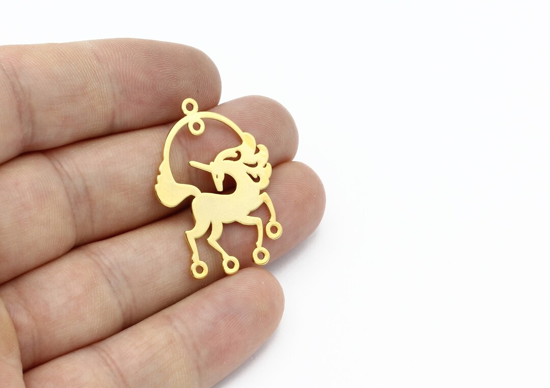 24k Gold Plated Unicorn Charms, Unicorn Earrings, Earring Charm ...