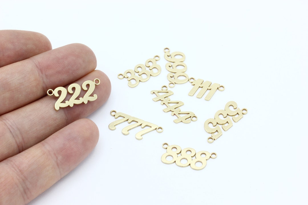 Raw Brass Angel Number Charm, Angel Number Necklace, Lucky Number ...