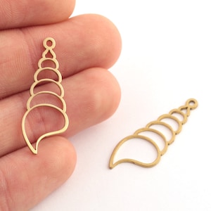 4 Pcs Raw Brass Laser Cut Sea Shell Charms, Oyster Earring, Sea Shell ...
