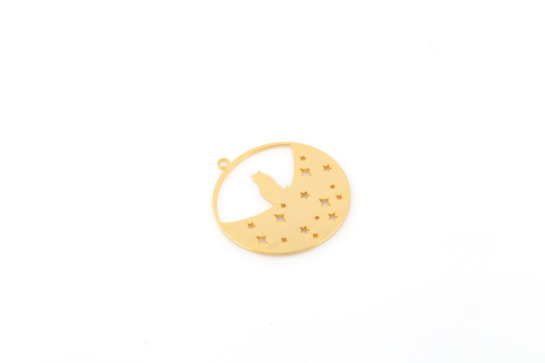 Shiny Gold Plated Laser Cut Sky Cat Talisman İn the Jewelry, Sky and ...