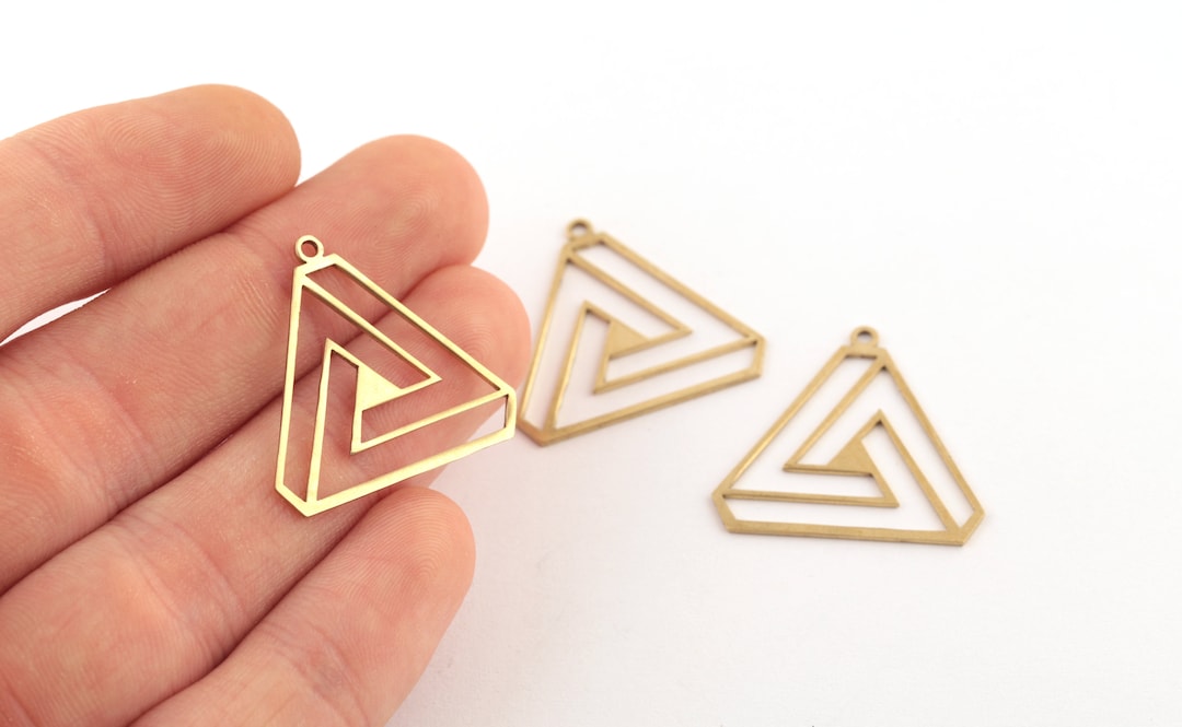 4pcs Raw Brass Laser Cut Triangle Charms, Raw Brass Penrose Triangle ...