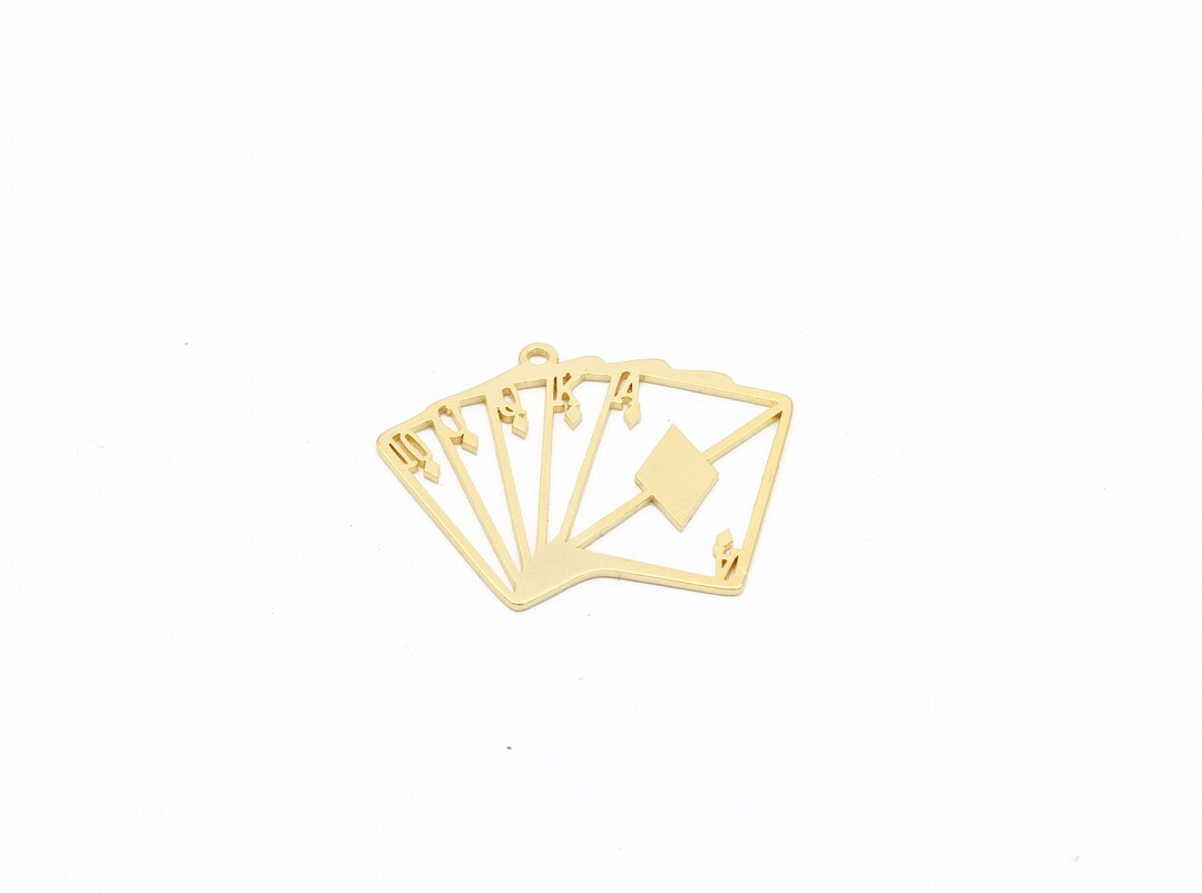 24k Gold Plated Playing Cards Pendant, Diamond Playing Card Earrings ...