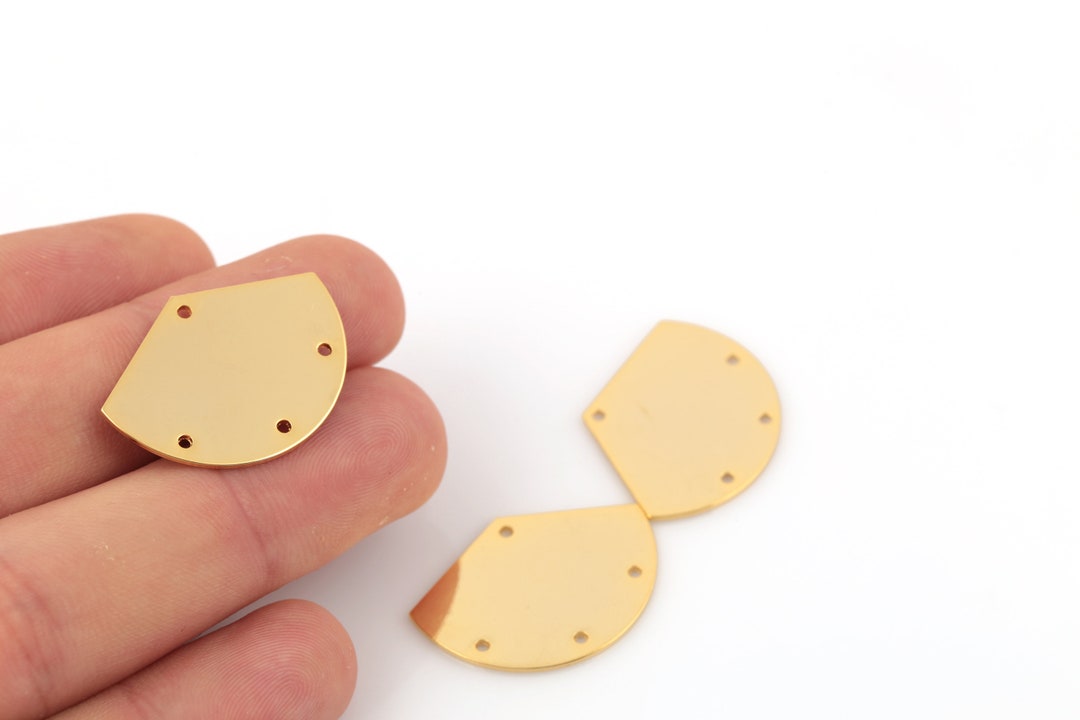 Shiny Gold Plated Half Round Connector Charms, Four Holes Half Moon ...