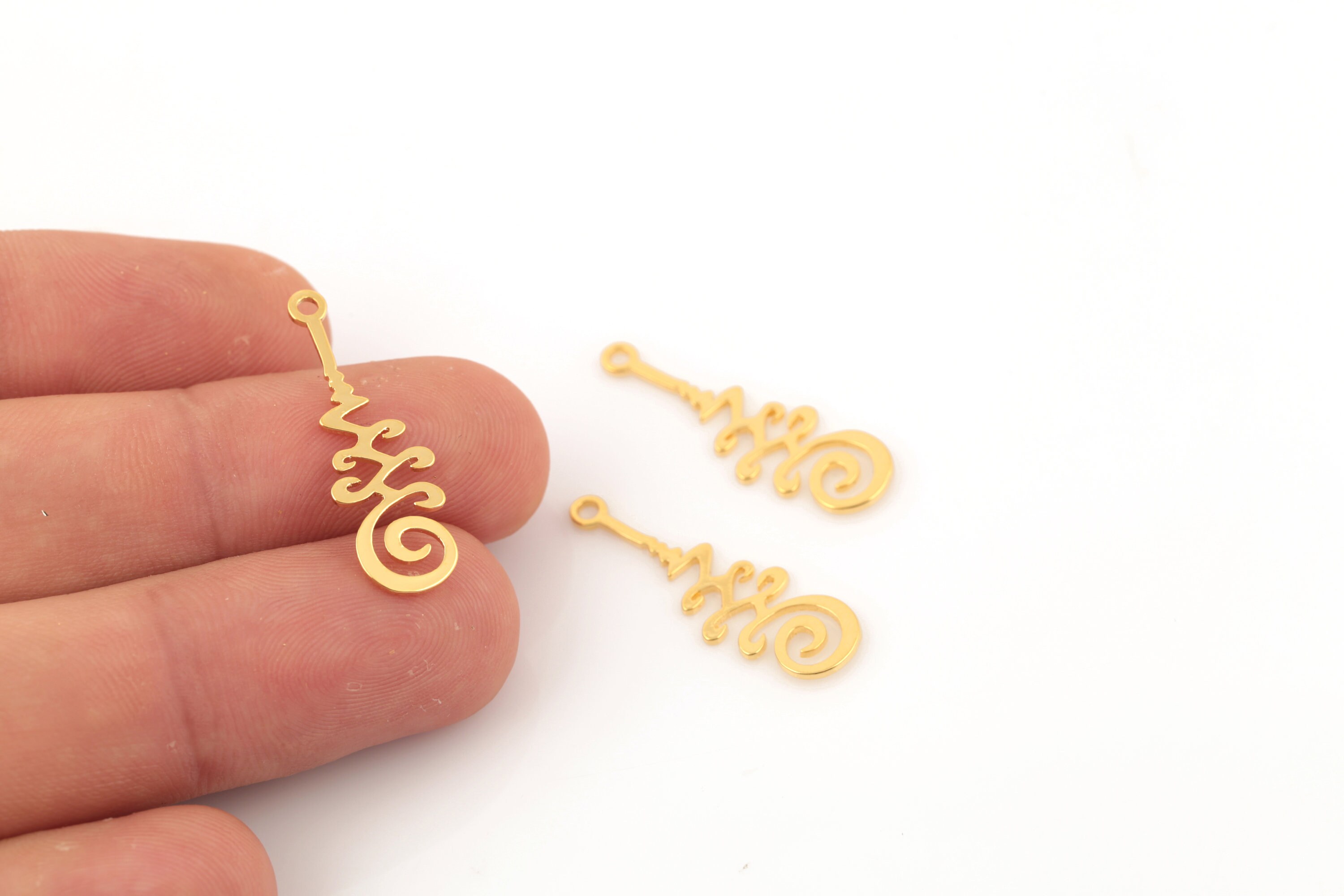Shiny Gold Plated Unalome Pendant, Meditation Charm, Unalome Earrings ...