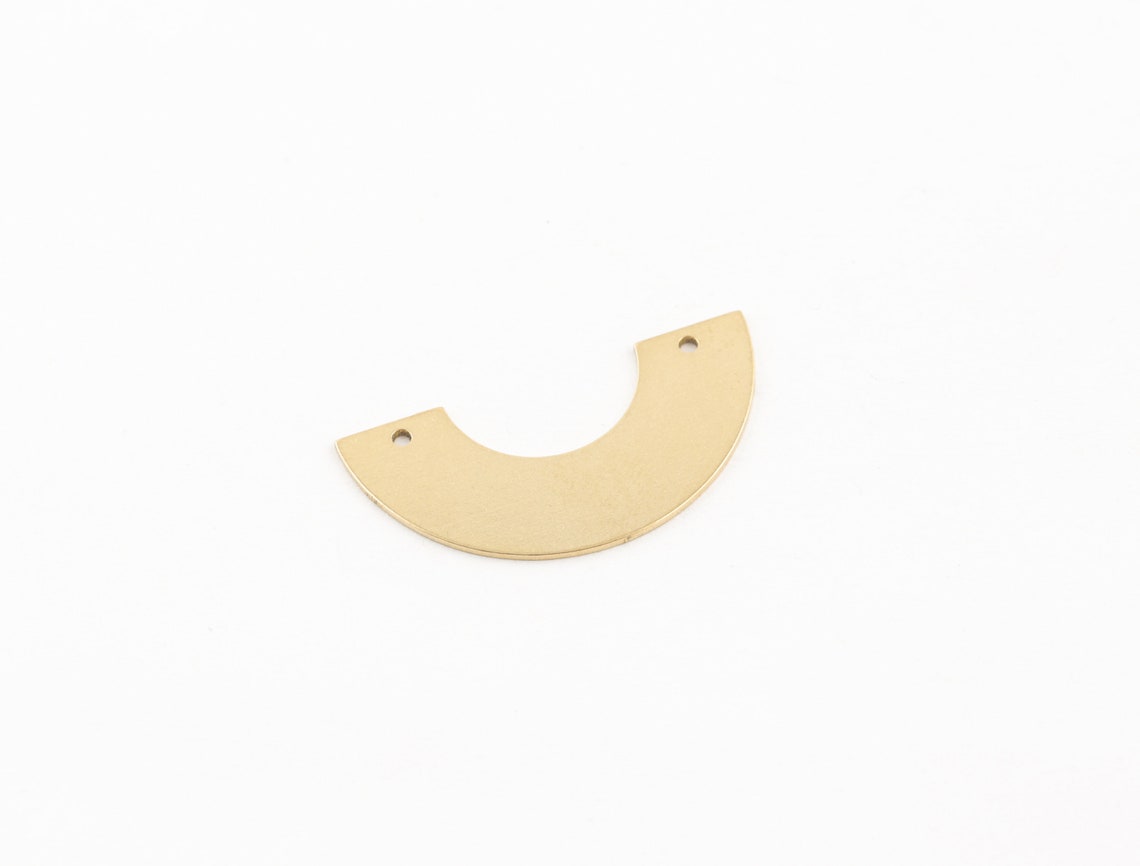 6 Pcs Raw Brass Semi Circle Connector Charms, Two Holes Half Round ...