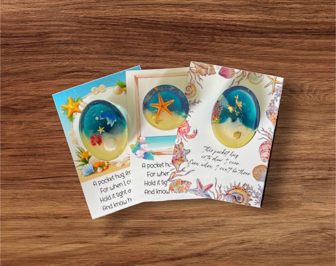 Handmade Ocean Theme Pocket Hug, With Shells Starfish & Gold ...