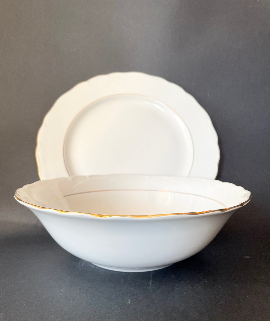 Old White and Gold Porcelain Tableware Set / Royal Tognana 1970s ...
