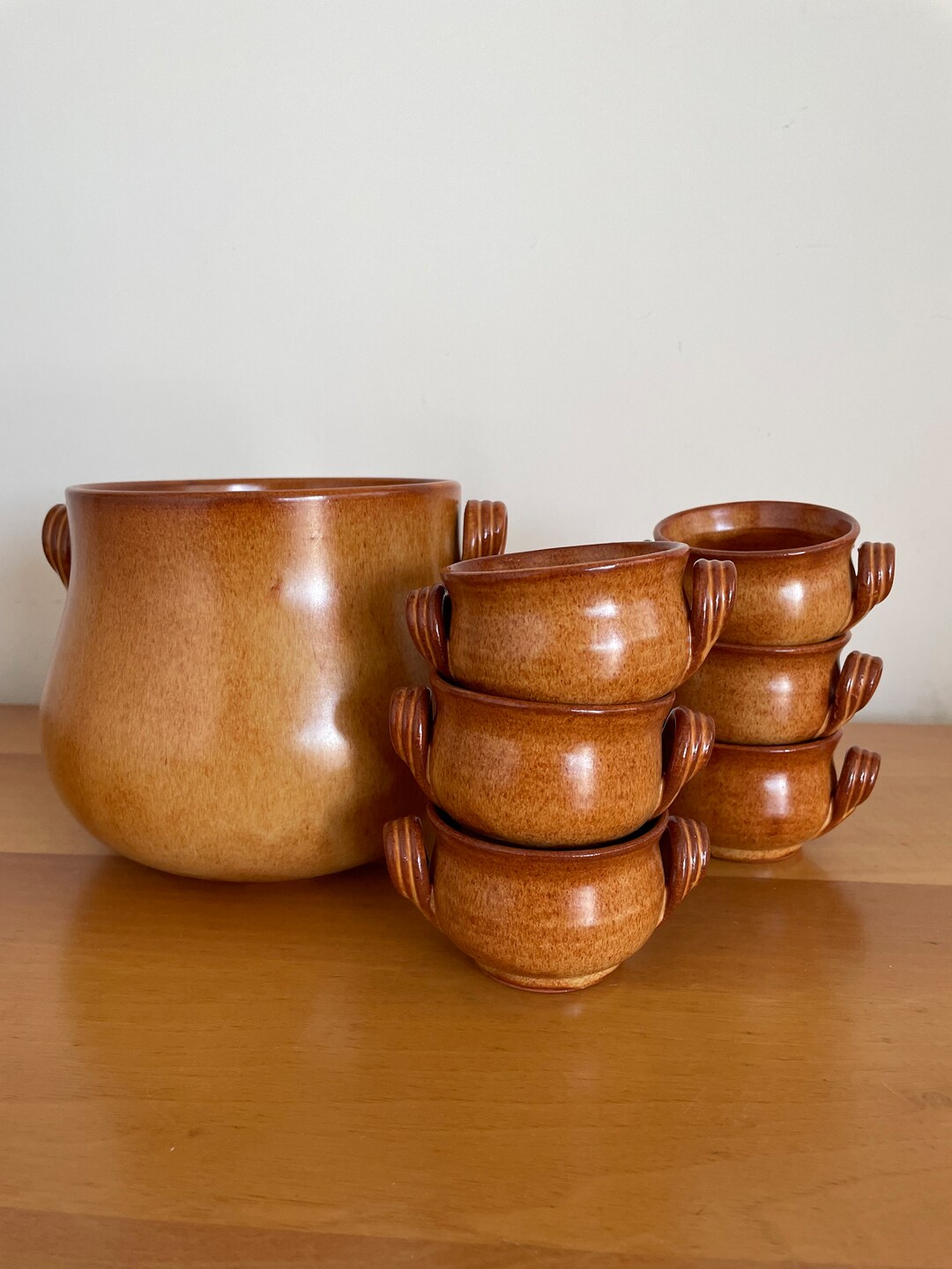 Terracotta Tableware / 80s Vintage Rustic Bowls / Pan for Legumes and ...